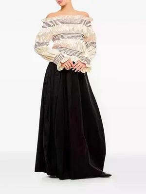 Tigra Tigra Off-the-shoulder Smocked Top With Ruffled Trim