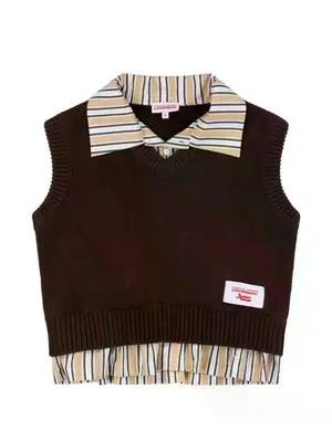 CHARLES JEFFREY Cropped V-neck Vest - Brown