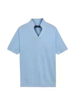 Brooks Brothers Open-collar Piqué Top - Blue