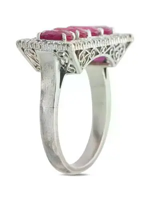 LB EXCLUSIVE Diamond And Ruby Embellished Platinum Ring