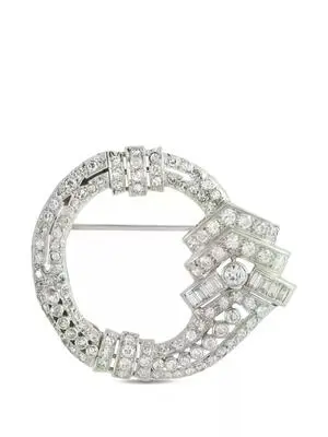 LB EXCLUSIVE Platinum Diamond Circle Brooch - Silver