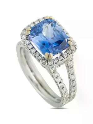 LB EXCLUSIVE 18k White Gold Diamond And Sapphire Ring