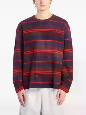 Adidas Long-sleeve Stripe Waffle Sweatshirt - Red
