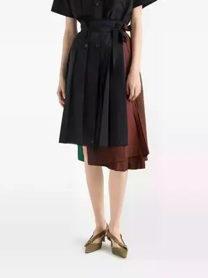 Prada Asymmetrical Pleated Wrap Skirt