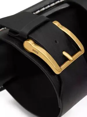 AMI Paris Cow Leather Buckle Sandals - Black