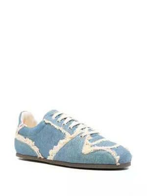 Moschino Denim Sneakers With Frayed Trim