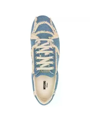 Moschino Denim Sneakers With Frayed Trim