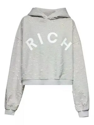 John Richmond Logo Detail Distressed Hoodie