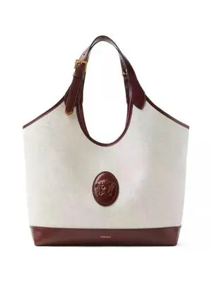 Versace Versace Rivière Large Canvas Tote With Medusa Cameo Neutrals