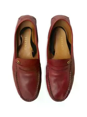Versace Guanto Leather Loafers - Red
