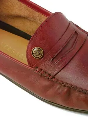 Versace Guanto Leather Loafers - Red