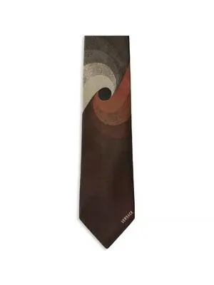 Versace Printed Silk Neck Tie - Brown