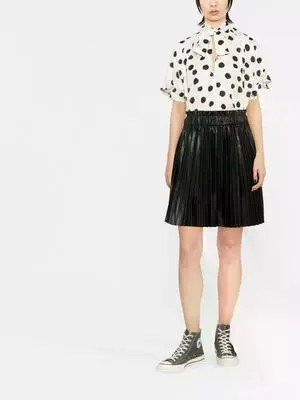 Red Valentino Pleated Leather Mini Skirt