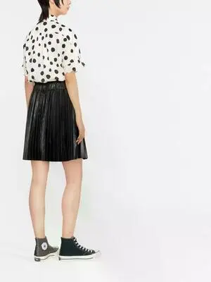 Red Valentino Pleated Leather Mini Skirt