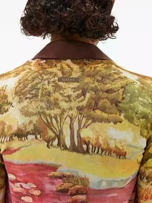 Versace The Naturist" Print Silk Knit Cardigan - Yellow