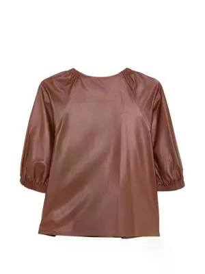 YVES SALOMON Gathered Leather Top