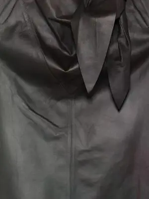 YVES SALOMON Sleeveless Lambskin Top With Draped Neck Tie - Brown