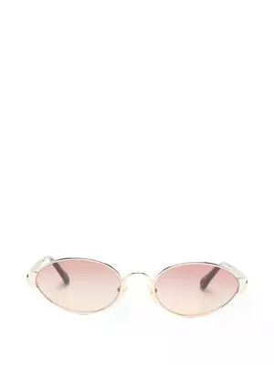 Chloé Oval Frame Sunglasses With -tone - Gold