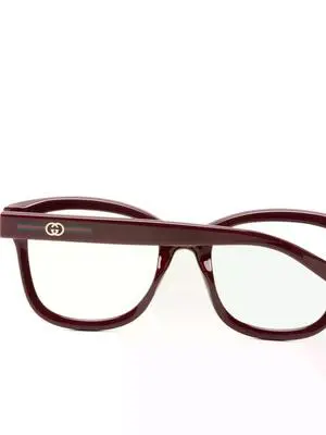 Gucci Logo Detail Rectangle Full Rim Eyeglasses - Purple