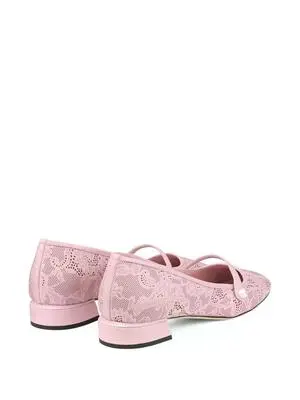 JIMMY CHOO Elisa Perforated Nappa Lace Ballerina Flats - Pink
