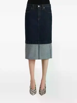 Khaite Kilian Two-tone Denim Midi Skirt - Blue
