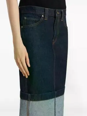 Khaite Kilian Two-tone Denim Midi Skirt - Blue