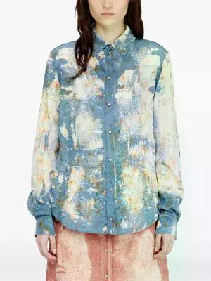 DIESEL® Floral Print Long-sleeve Shirt - Blue