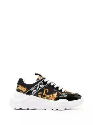 Versace Baroque Print Lace-up Sneakers - Black