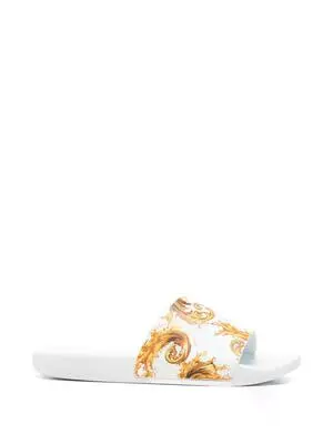 Versace Printed Slip-on Slides - White