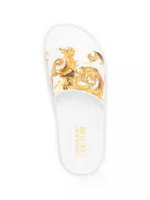 Versace Printed Slides - White