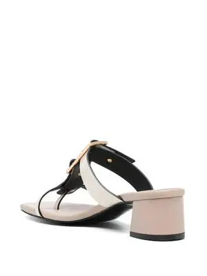 DONNARÌ Leather Sandals With Buckle Detail - Neutrals