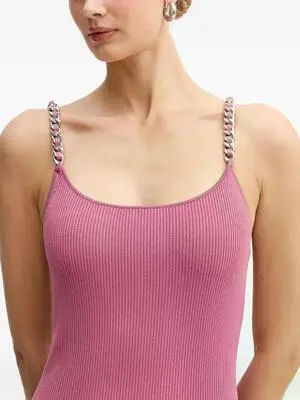 Michael Kors Ribbed Knit Chain Strap Midi Dress