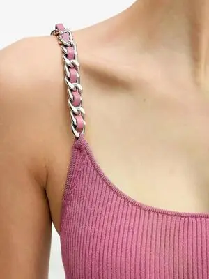 Michael Kors Ribbed Knit Chain Strap Midi Dress