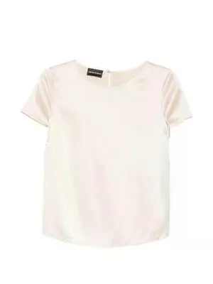Emporio Armani Silk Short Sleeve Top - Neutrals