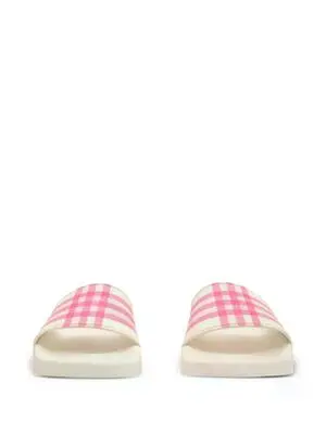 Burberry Check Slides - Neutrals