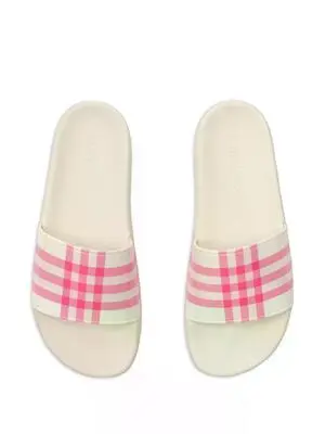 Burberry Check Slides - Neutrals