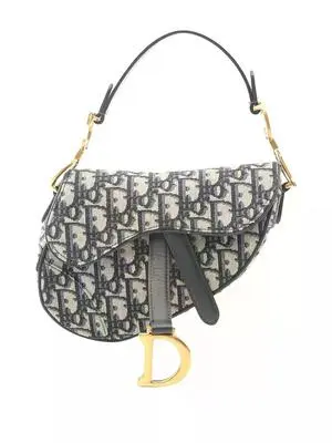 Dior 2020 Christian Dior Mini Oblique Canvas Saddle Bag Brown
