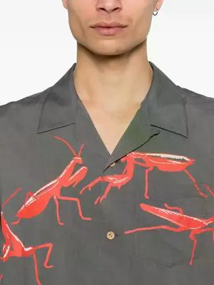JW Anderson Graphic-print Chest-pocket Shirt - Grey