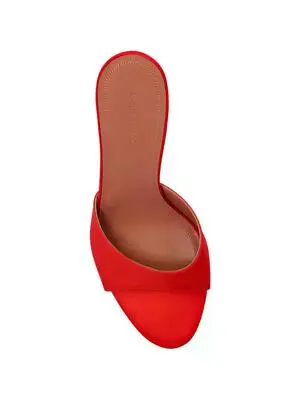 Amina Muaddi Elodie Satin Sandals - Red