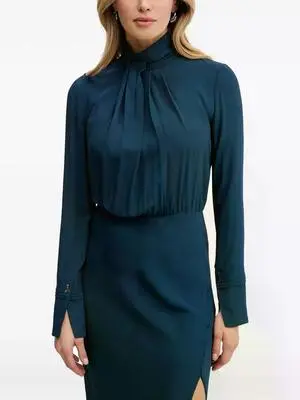 Patrizia Pepe High-neck Slit Midi Dress - Blue
