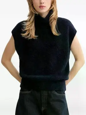 GESTUZ High-neck Knitted Vest - Blue