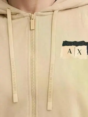 Armani Exchange Beige Logo Zip Hoodie