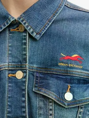 Armani Exchange Logo Embroidered Denim Jacket