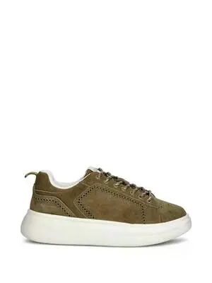 Liu Jo Suede Lace-up Sneakers With Perforated Detailing - Green