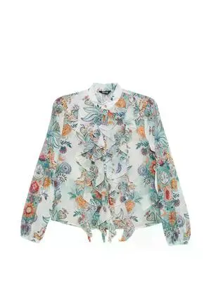 Just Cavalli Ruffled Print Blouse - White