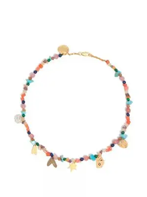 Bimba Y Lola Tone Beaded Charm Necklace - Gold