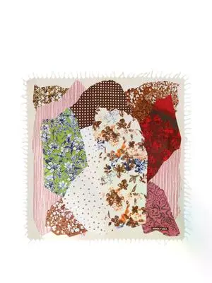 Bimba Y Lola Floral Patchwork Scarf - Brown