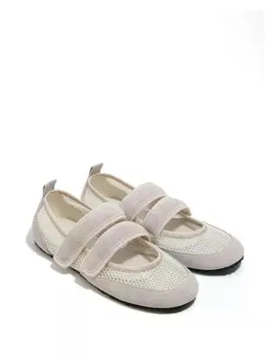 Bimba Y Lola Mesh Ballerina Shoes With Touch-strap Fastening - White