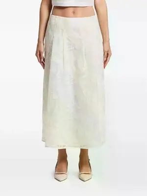 Peserico Floral Print Pleated Skirt - Neutrals
