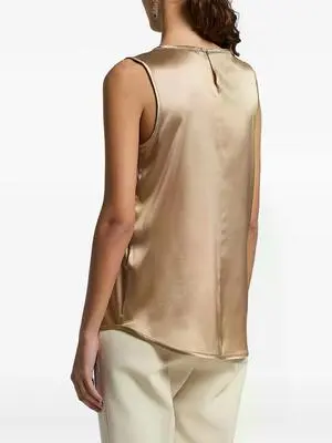 Peserico Embellished Round Neck Sleeveless Top - Neutrals